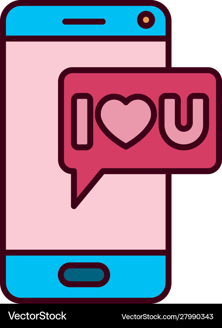 Isolated love bubble and smartphone fill Vector Image