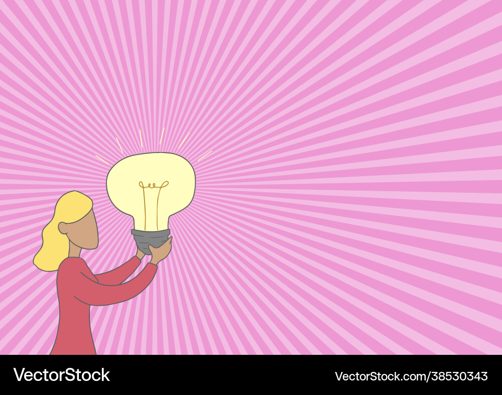 Lady standing drawing holding light up showing Vector Image