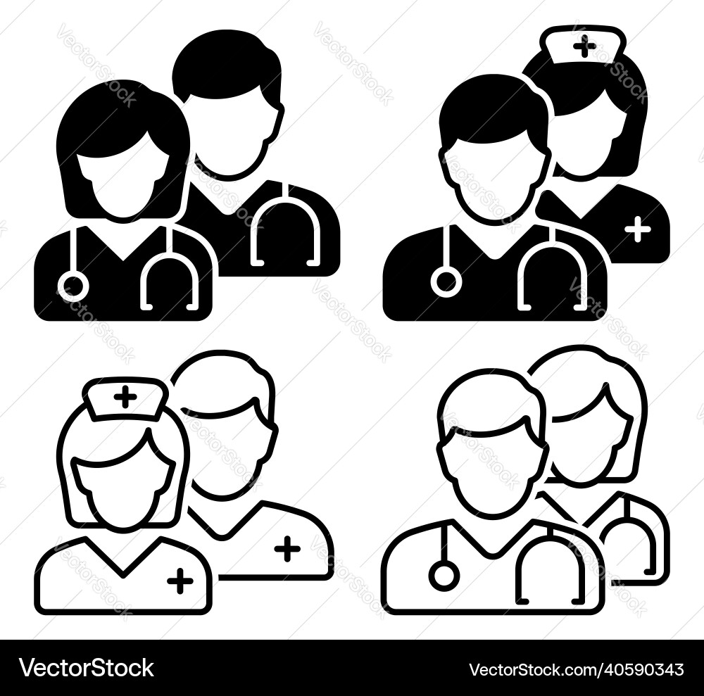 Medical team icon simple linear icon for a group Vector Image