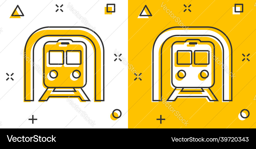 Metro icon in comic style train subway cartoon Vector Image