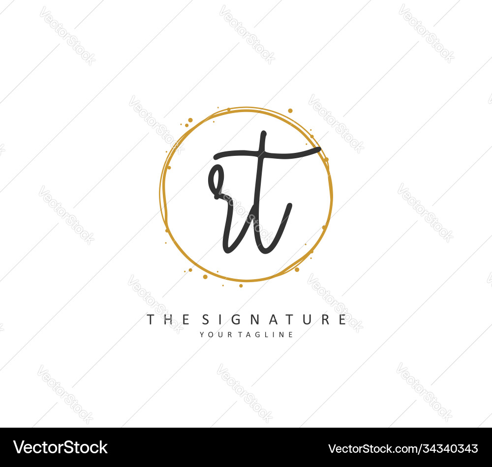 R t rt initial letter handwriting and signature Vector Image
