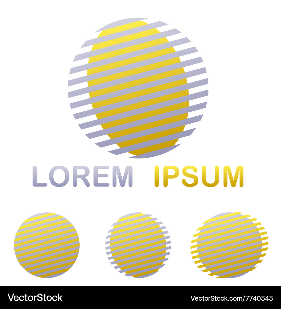 Silver and golden striped circle logo design set Vector Image
