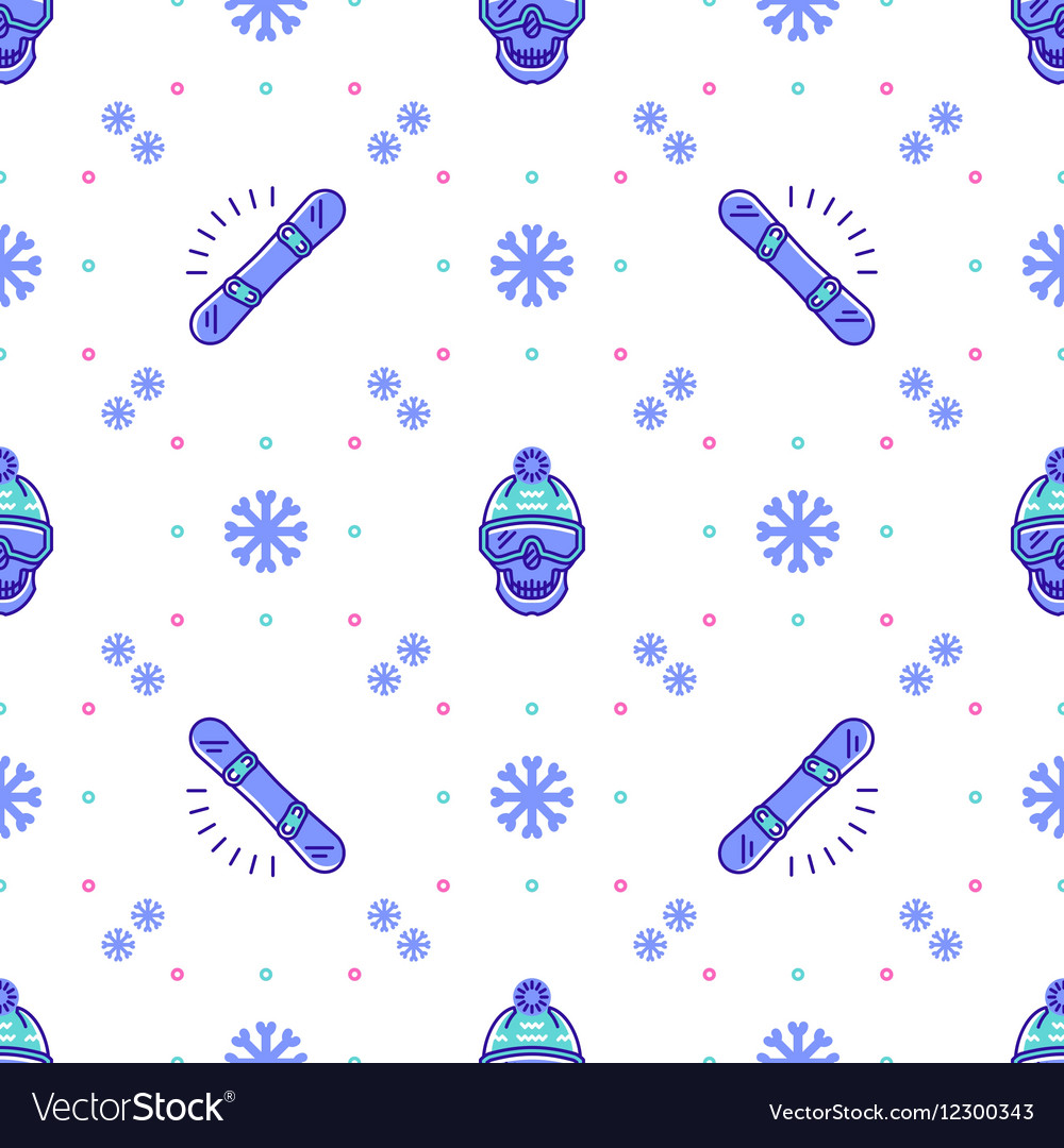 Snowboard pattern winter sport seamless design Vector Image
