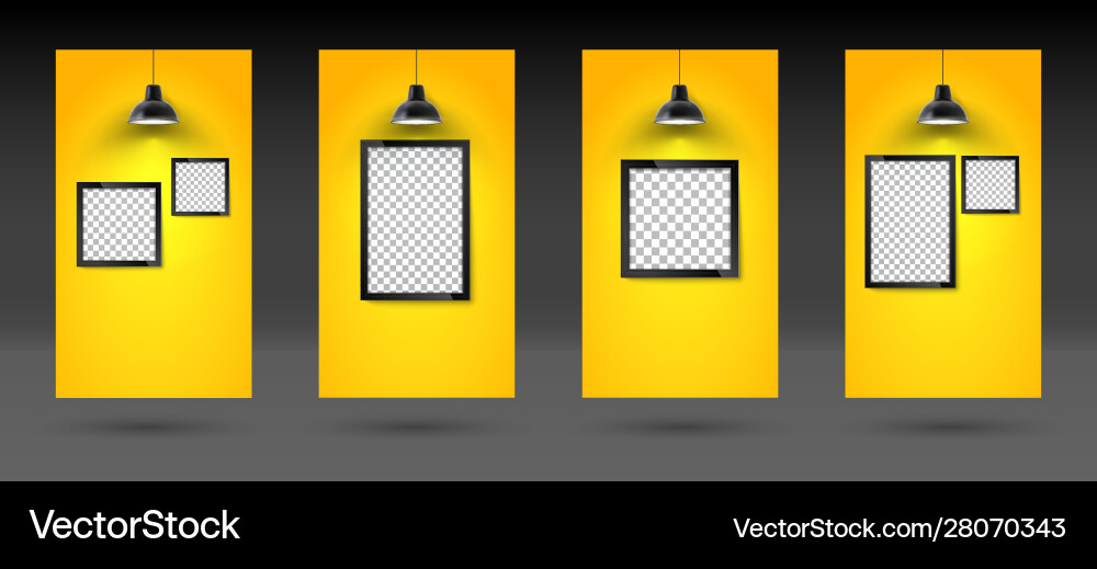 Social stories template picture frame on yellow Vector Image