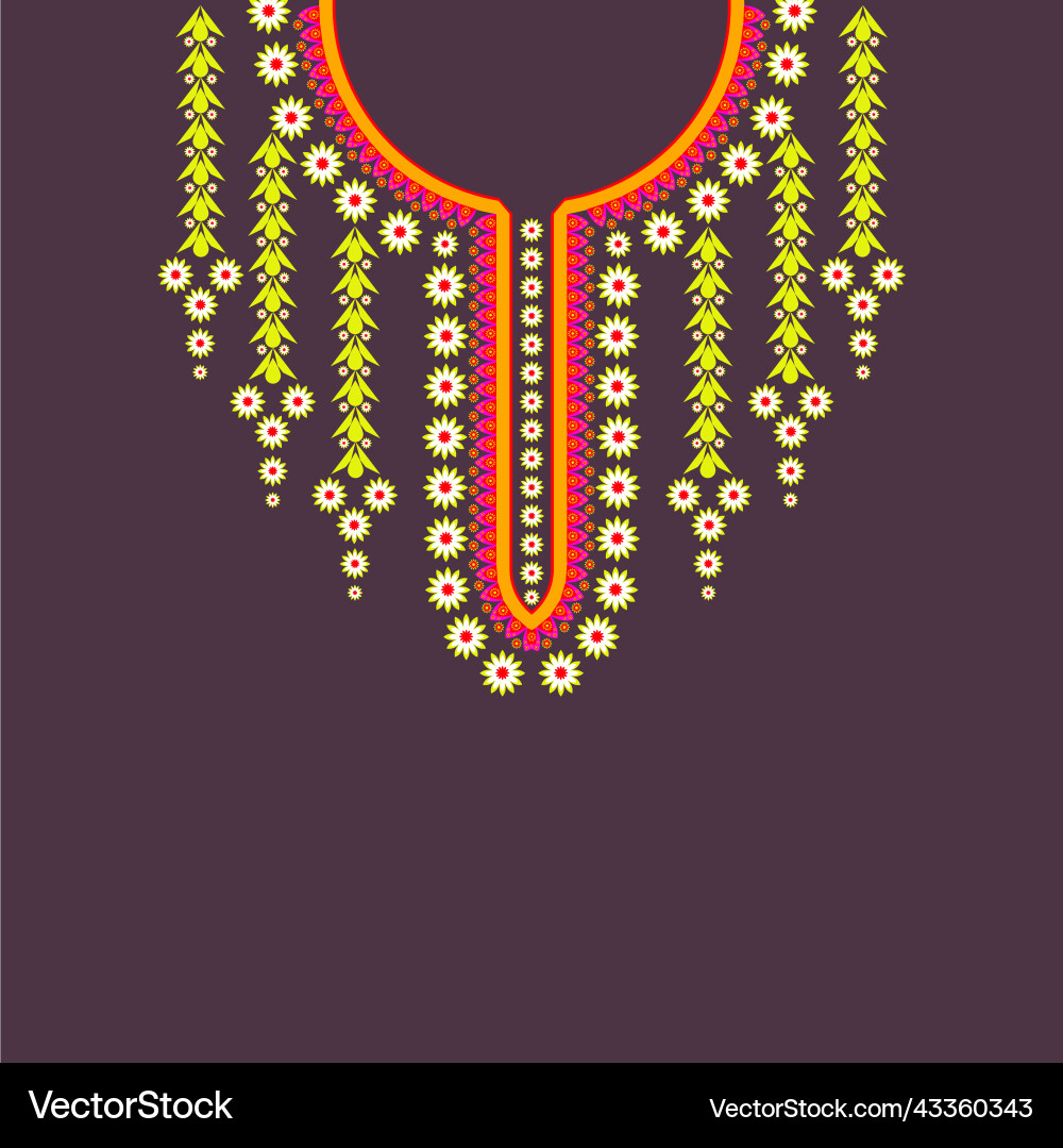 Traditional geometric embroidered necklinecollar Vector Image