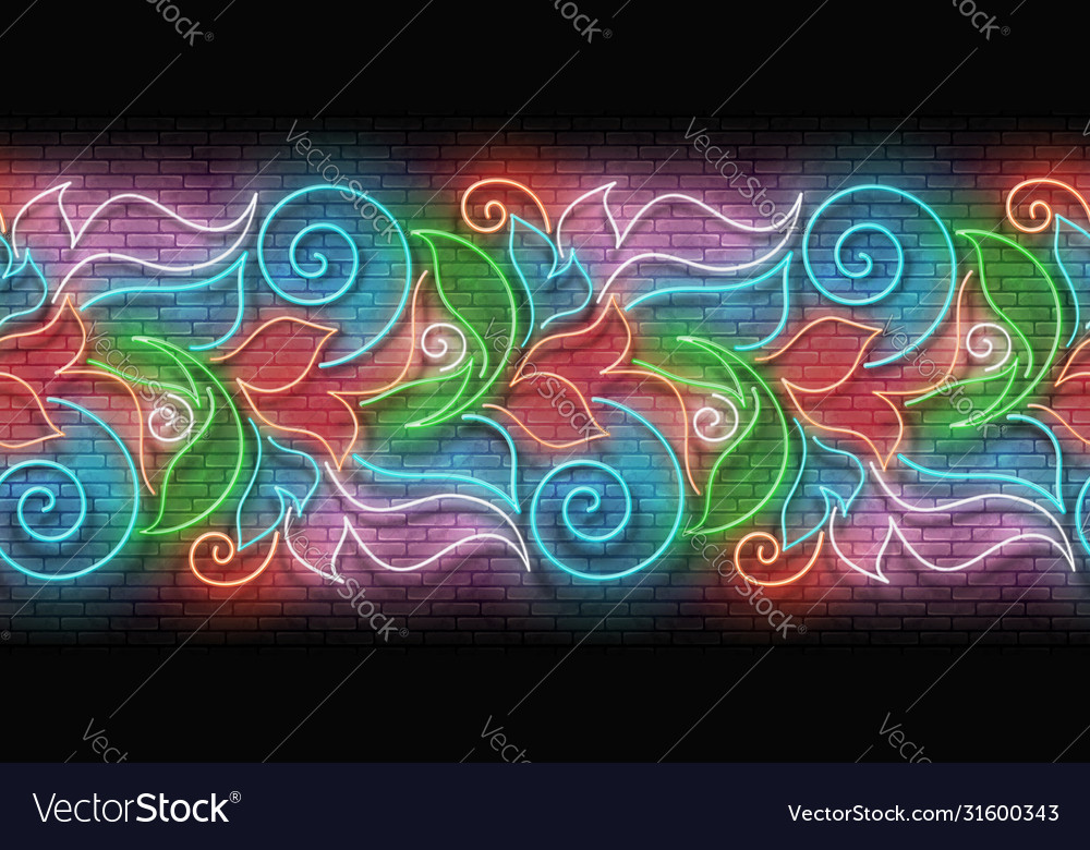 Vintage glow signboard with seamless ornate lace Vector Image