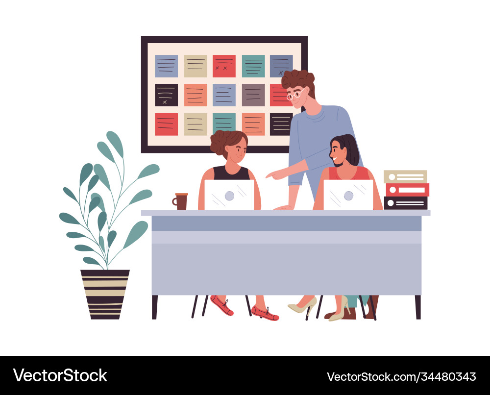 Young business partners or employees Royalty Free Vector