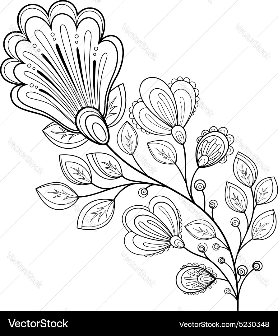Beautiful Monochrome Contour Flower Royalty Free Vector