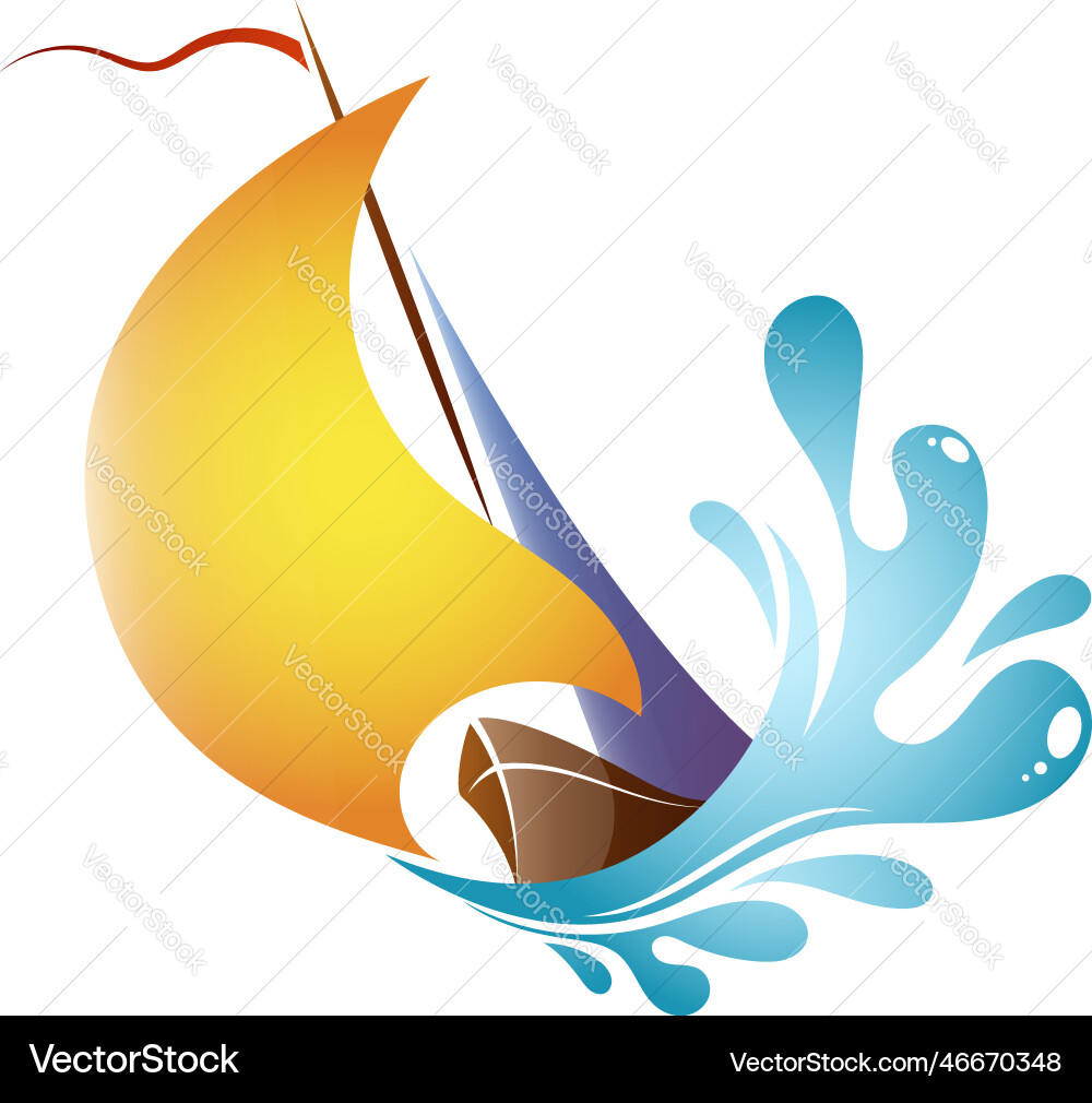 Beautiful sailing yacht on blue waves Royalty Free Vector