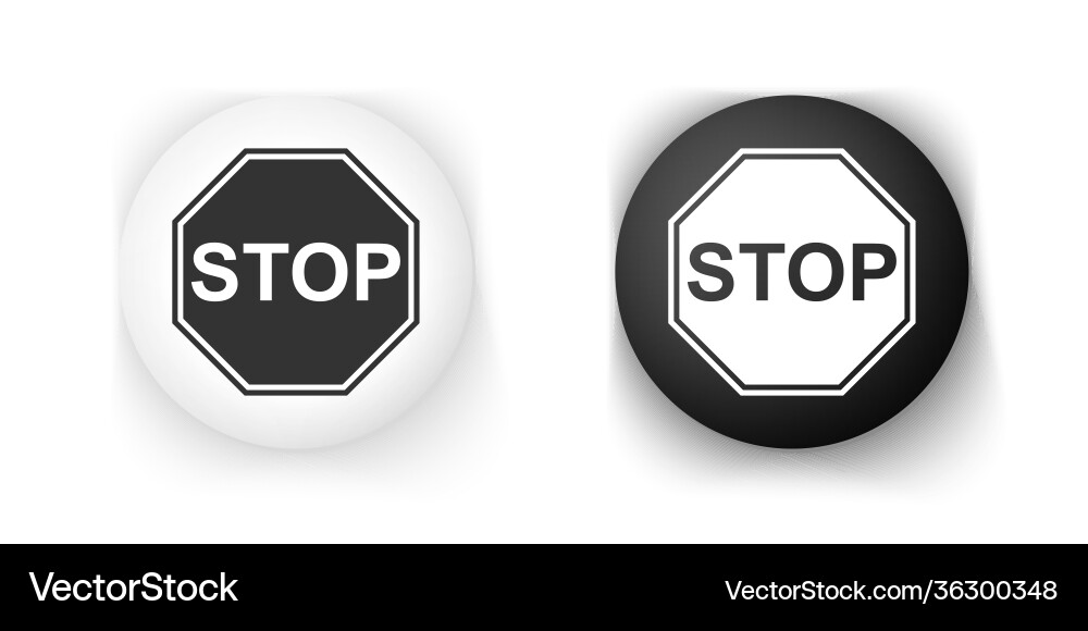 Black and white stop sign icon isolated Royalty Free Vector