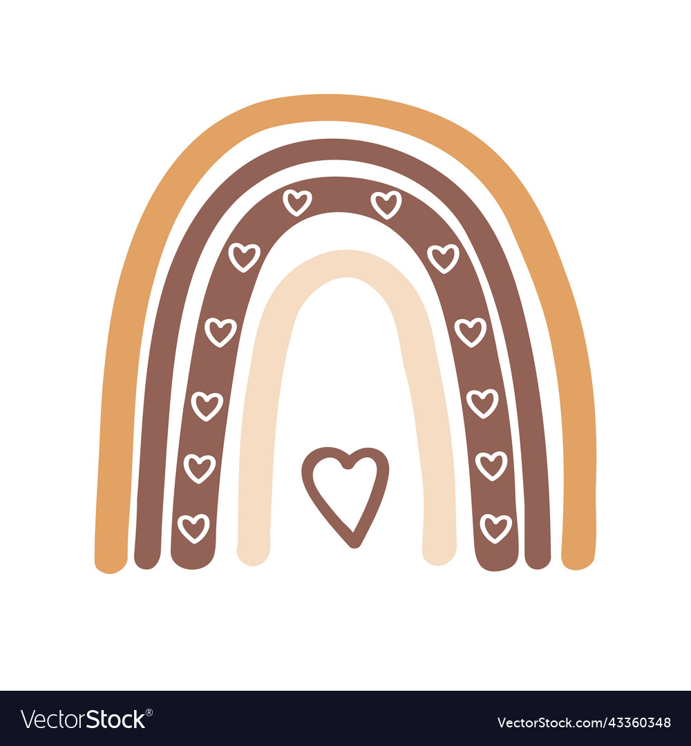 Boho rainbow in pastel and brown colors isolated Vector Image