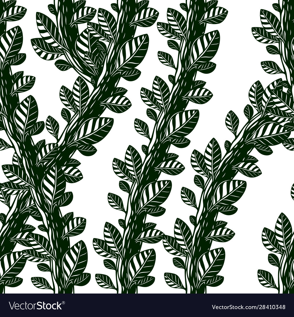Floral seamless pattern with leaves and branches Vector Image
