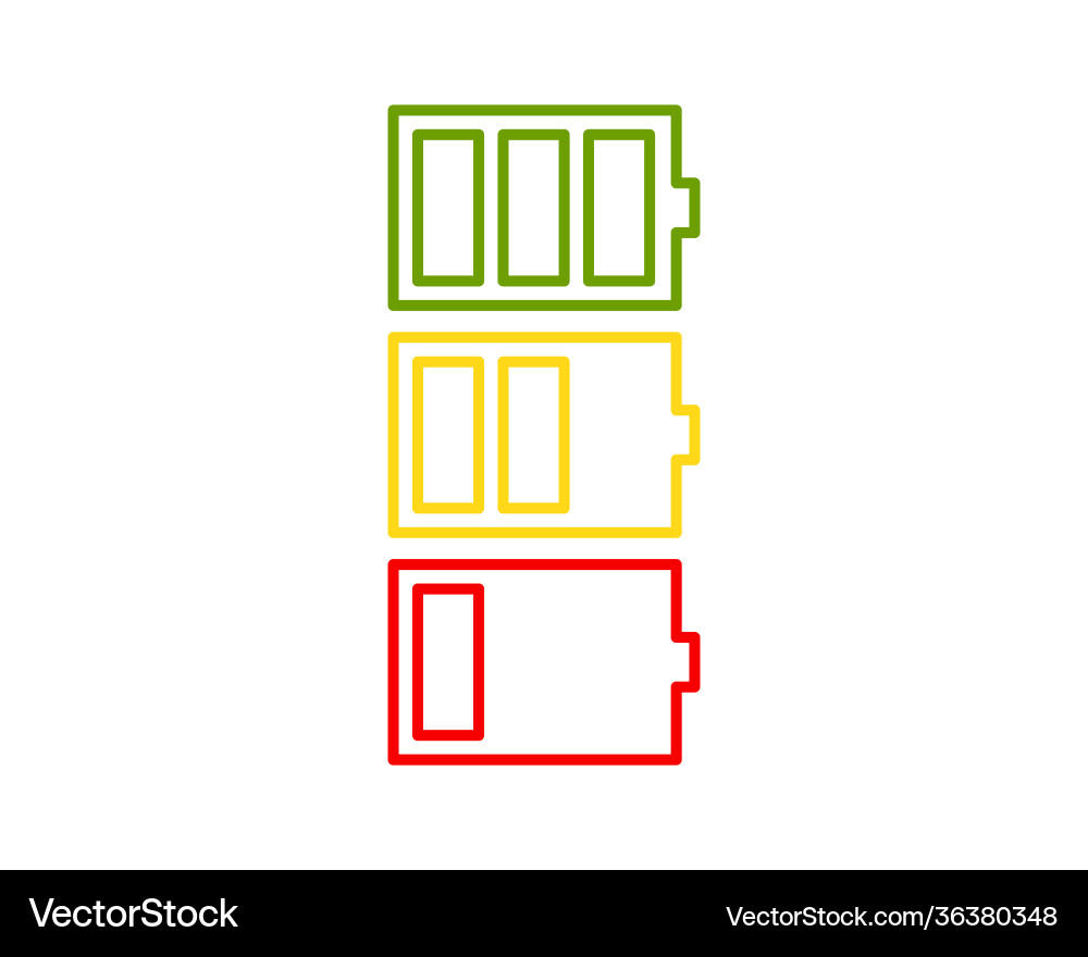Full and low battery icon set simple color charge Vector Image