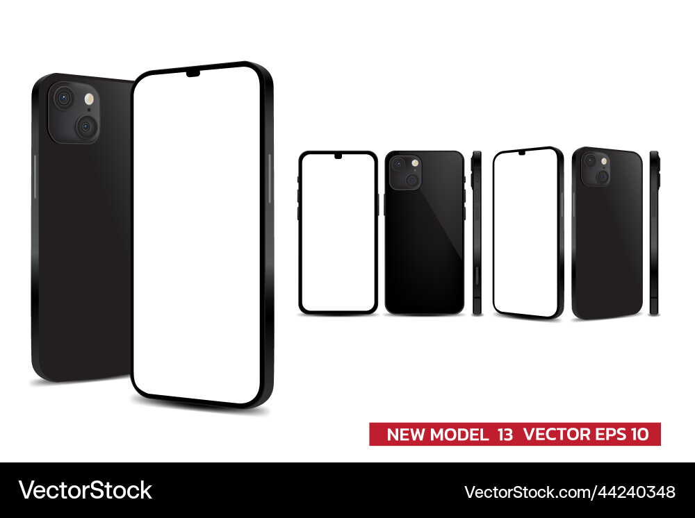 New black model phone realistic mock up 3d Vector Image