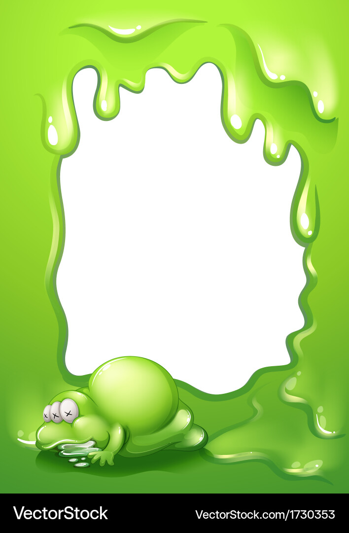 A border template with green monster salivating Vector Image