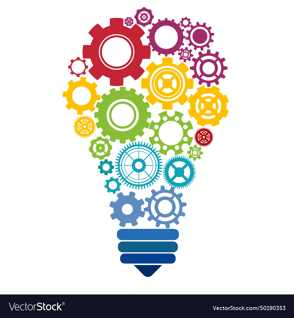 Colorful cog gear light bulb icon creative idea Vector Image