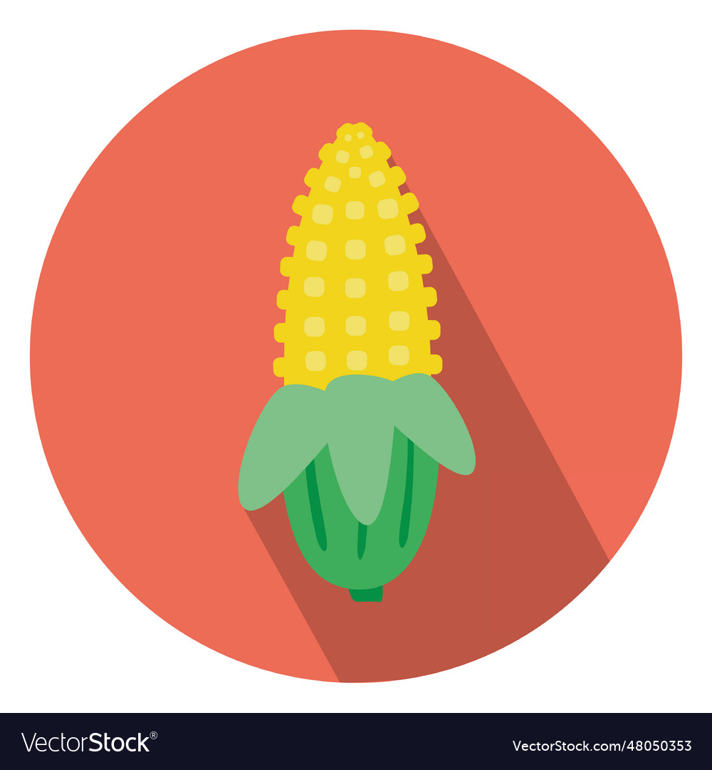 Corn flat circle icon Royalty Free Vector Image