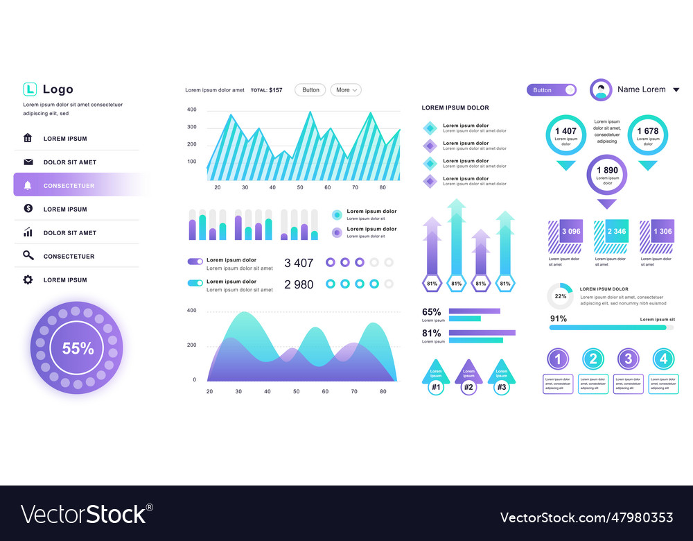 Dashboard ui admin panel design template Vector Image