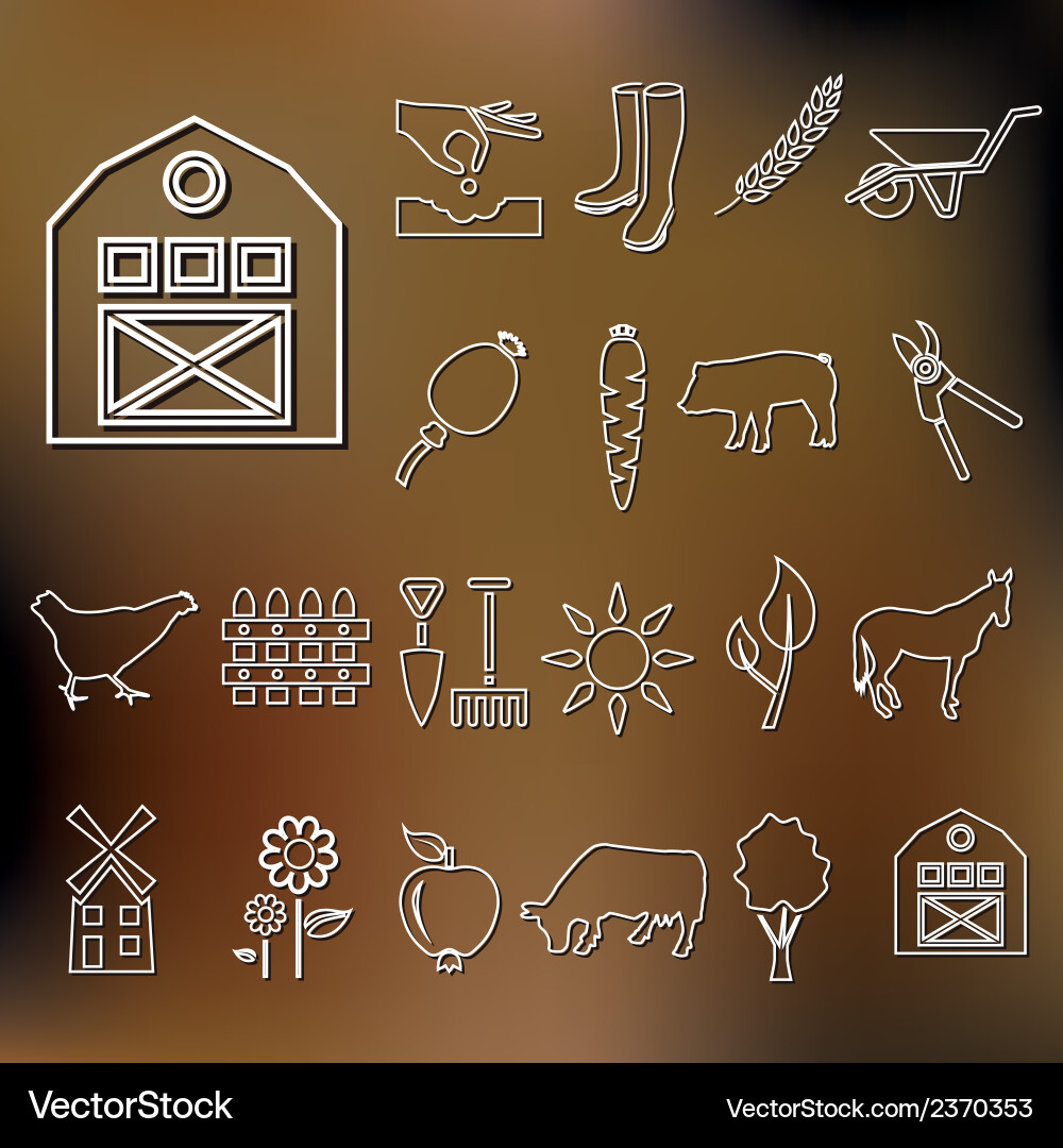 Farm outline icons Royalty Free Vector Image - VectorStock