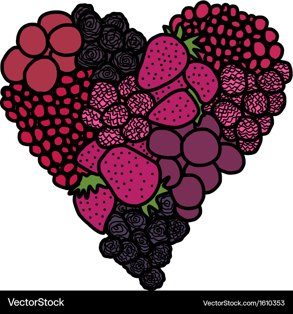 Heart of berries Royalty Free Vector Image - VectorStock