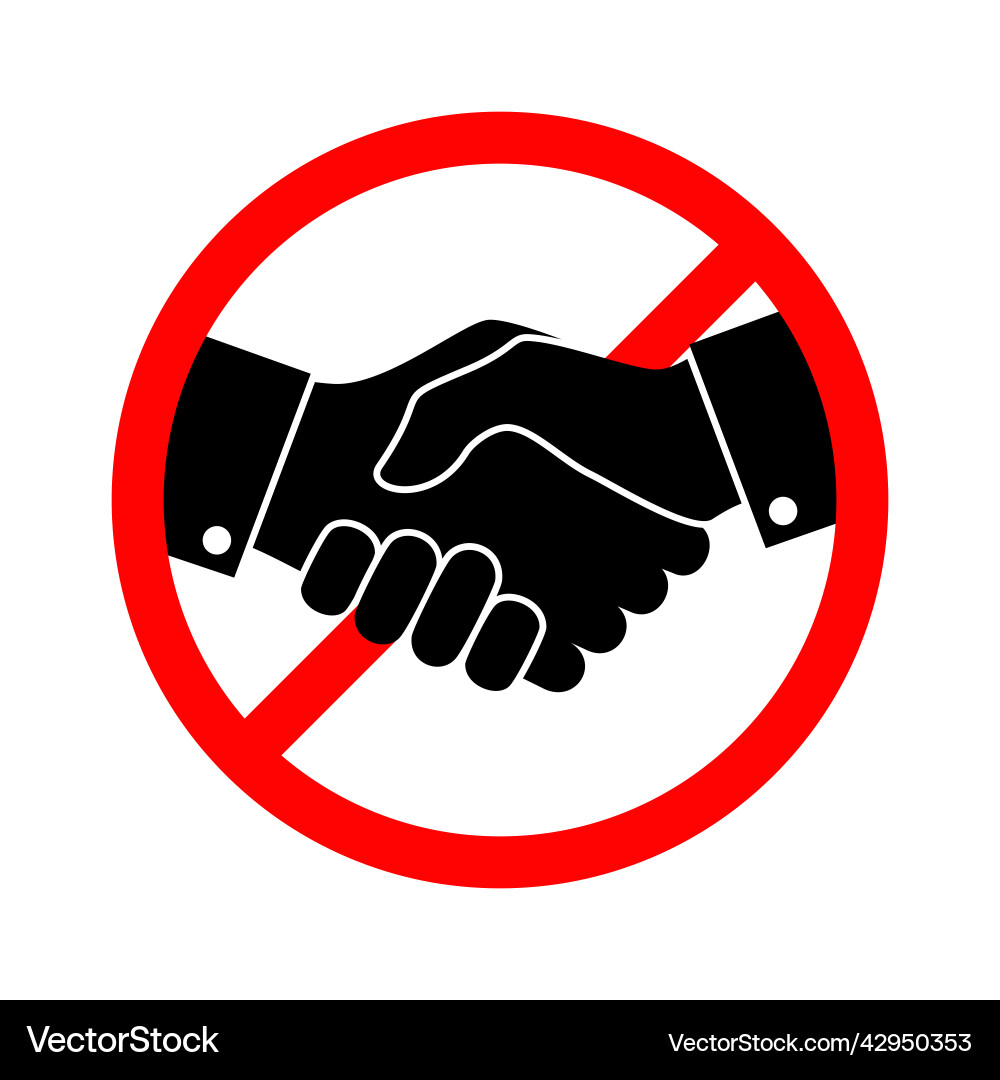No handshake icon dealing red forbidden sign Vector Image