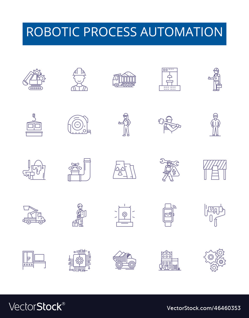 Robotic process automation line icons signs set Vector Image
