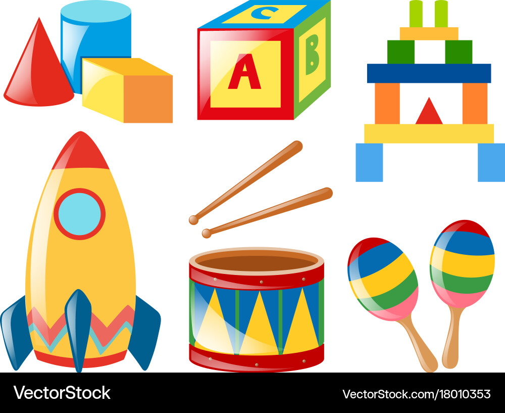 Set of different toys Royalty Free Vector Image