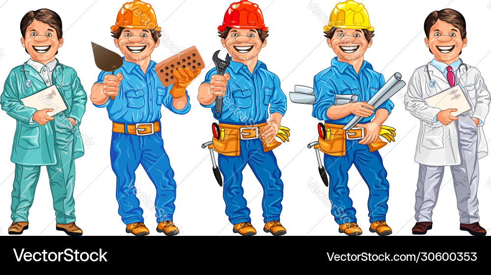 Set workers Royalty Free Vector Image - VectorStock