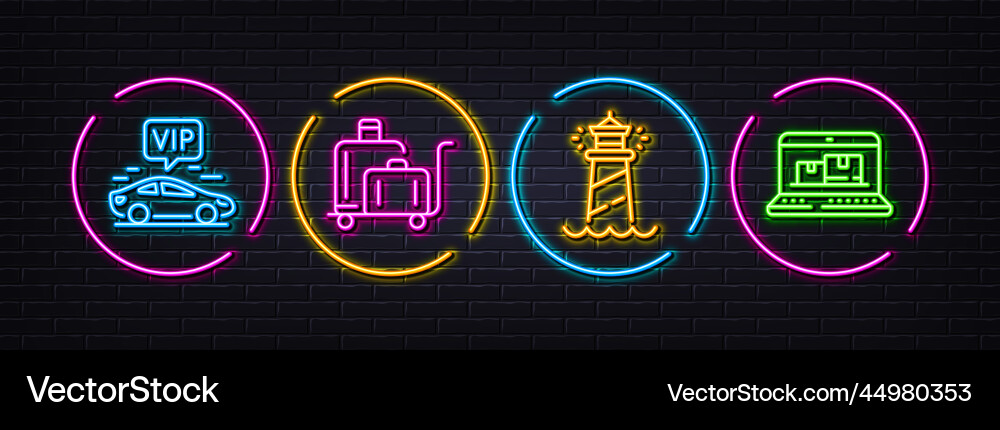 Vip transfer luggage trolley and lighthouse Vector Image