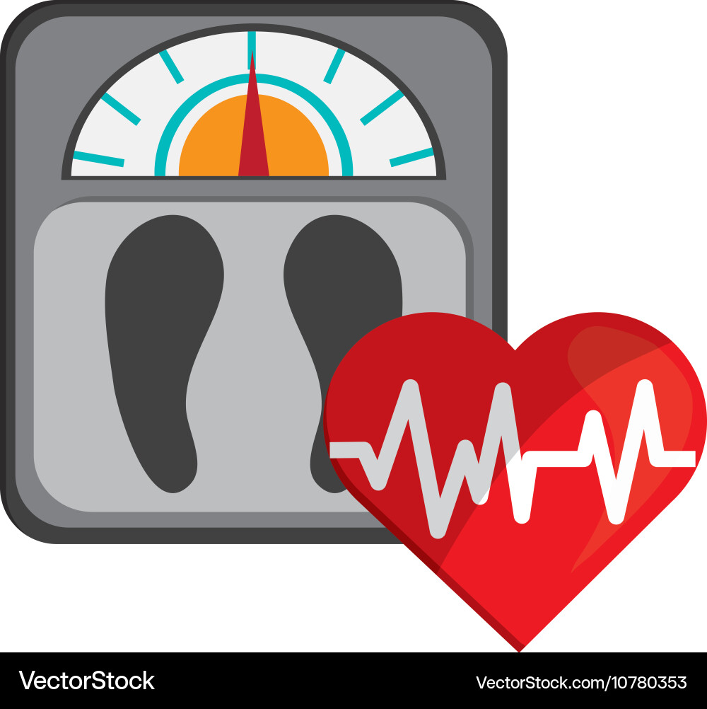 Weight scale and heart cardiogram icon Royalty Free Vector