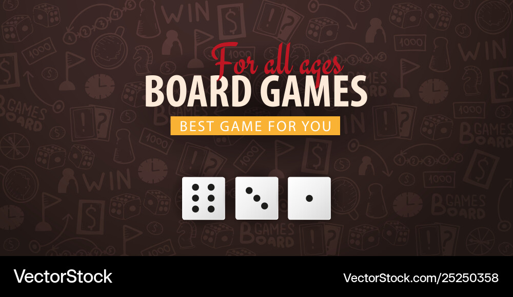 Board games banner with dices hand draw doodle Vector Image