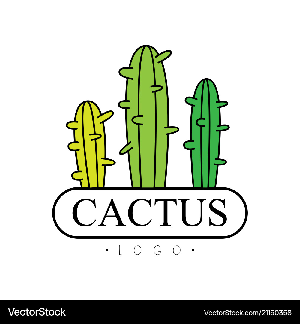 Cactus logo badge with desert plants Royalty Free Vector