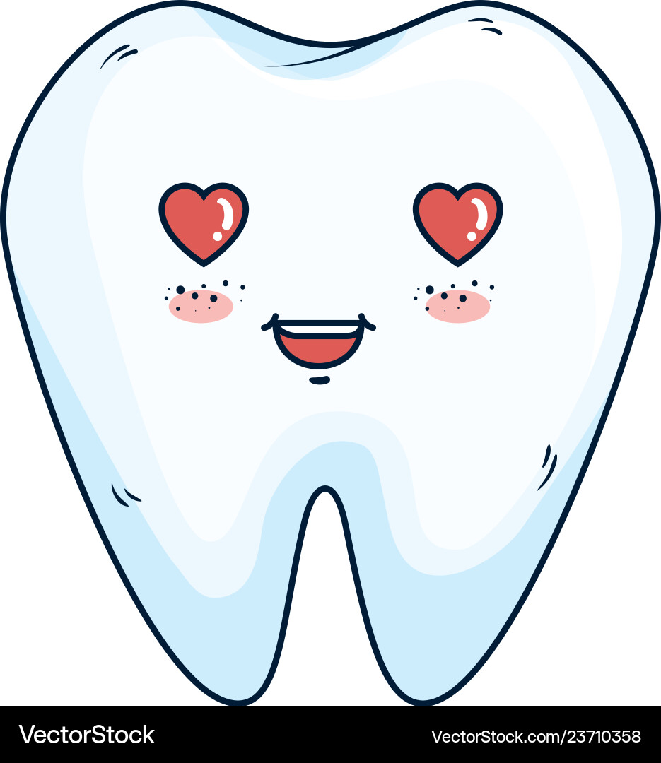 Comic tooth with heart kawaii character Royalty Free Vector