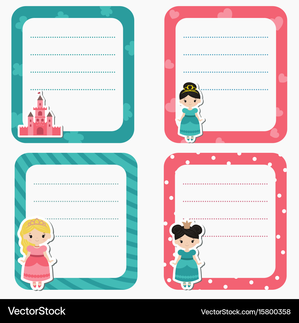Cute cards notes stickers labels tags Royalty Free Vector