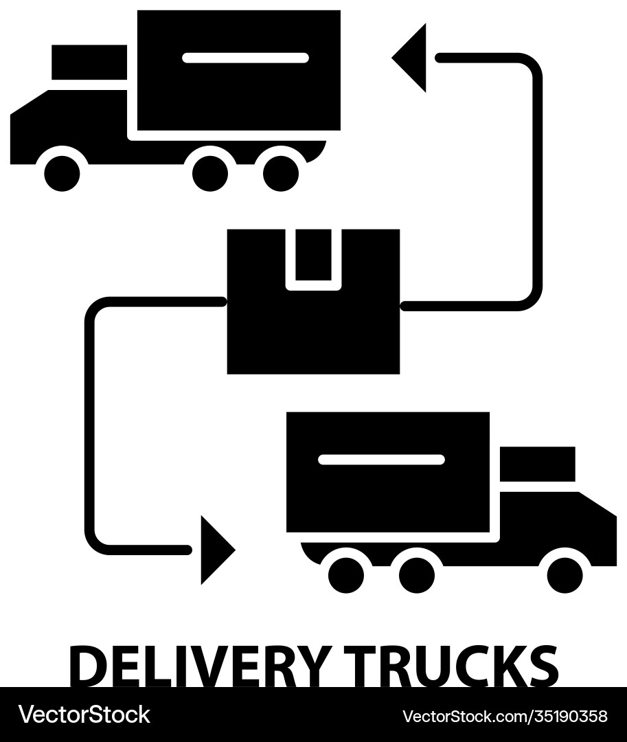 Delivery trucks icon black sign Royalty Free Vector Image