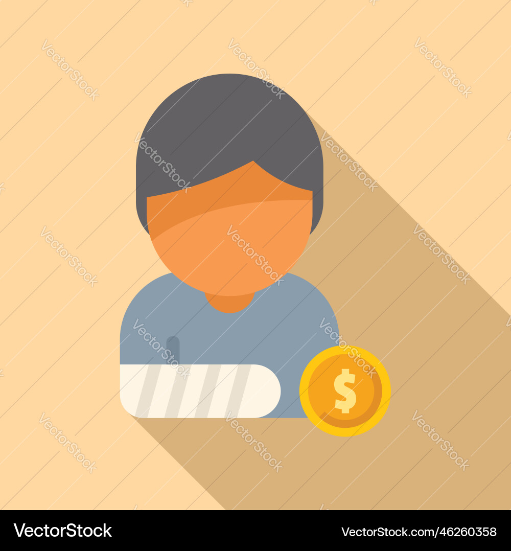 Hospital compensation icon flat money Royalty Free Vector