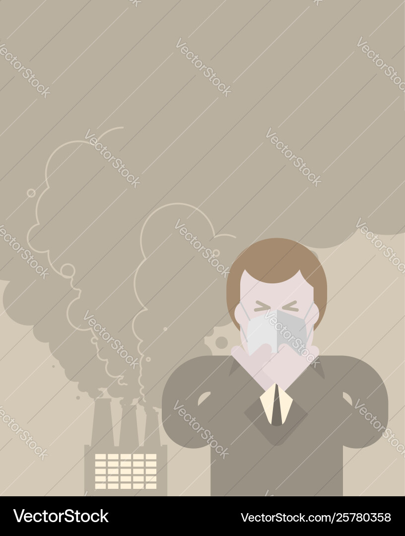 Man in mask from dust guy respirator Royalty Free Vector