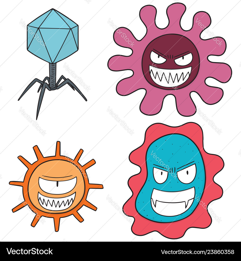 Set of bacteria and virus Royalty Free Vector Image
