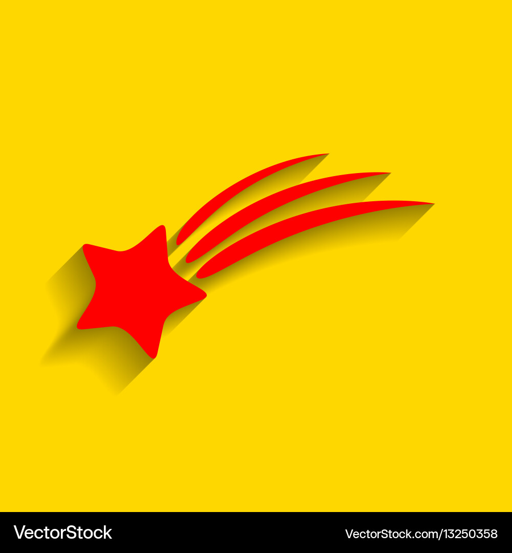 Shooting star sign red icon with soft Royalty Free Vector