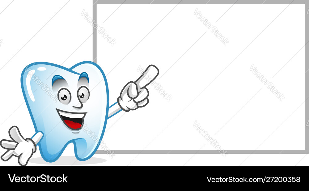 Tooth character design or mascot with blank Vector Image
