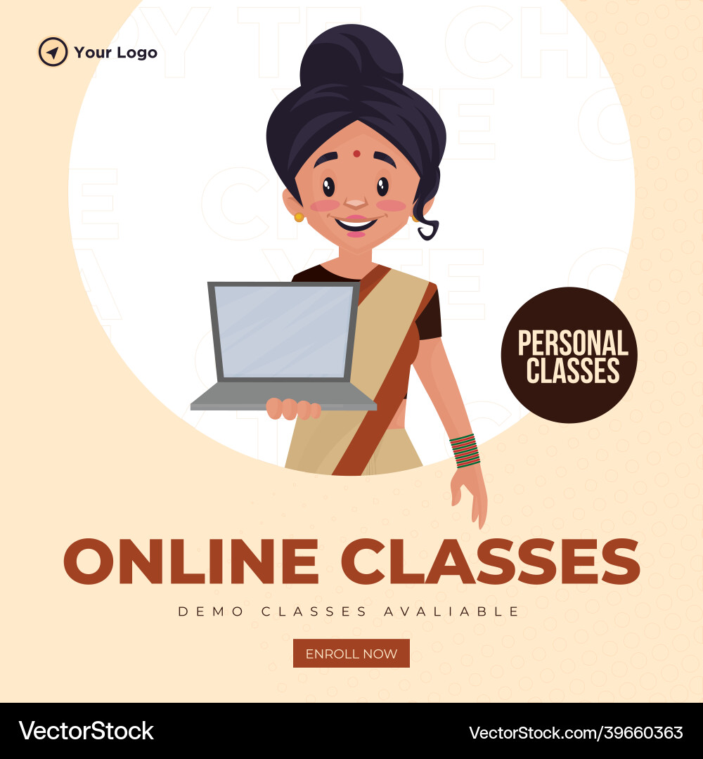 Banner design of free online classes Royalty Free Vector