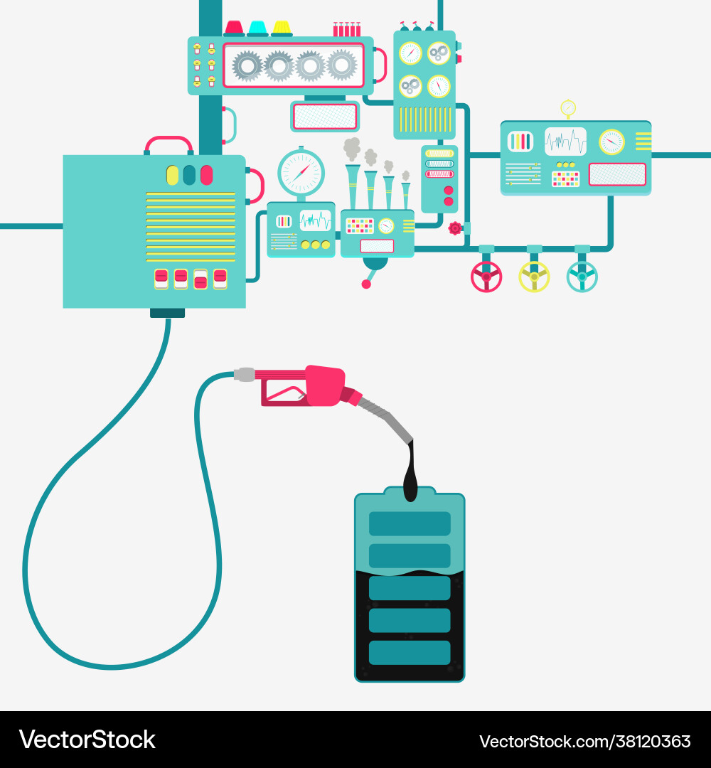 Battery and oil production Royalty Free Vector Image