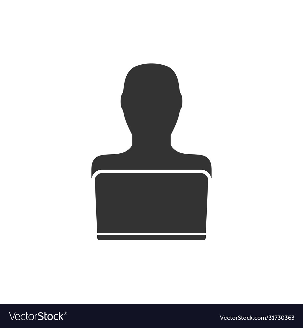 Businessman working on computer icon flat Vector Image