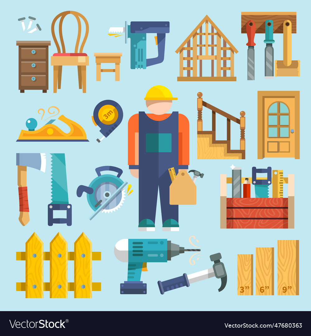 Carpentry icon flat Royalty Free Vector Image - VectorStock