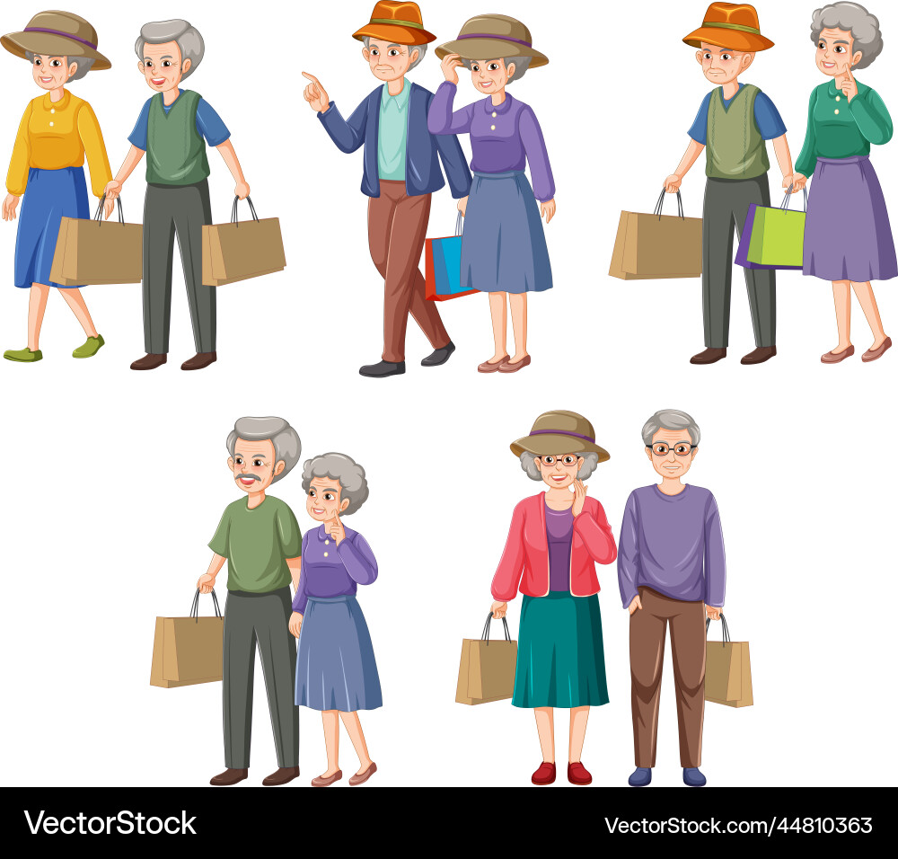 Collection of elderly people characters Royalty Free Vector