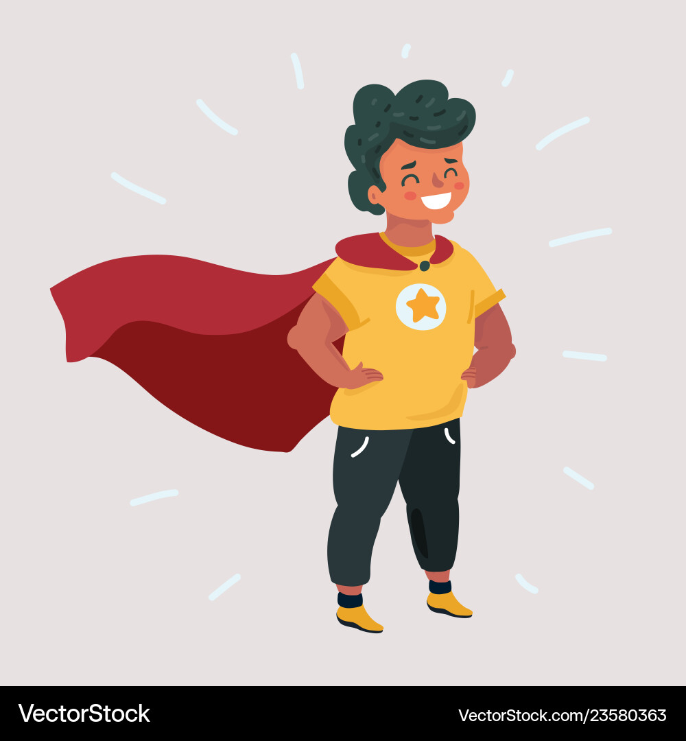 Comic brave boy in superhero costume Royalty Free Vector