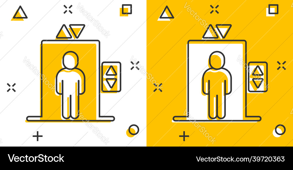 Elevator icon in comic style lift cartoon Vector Image