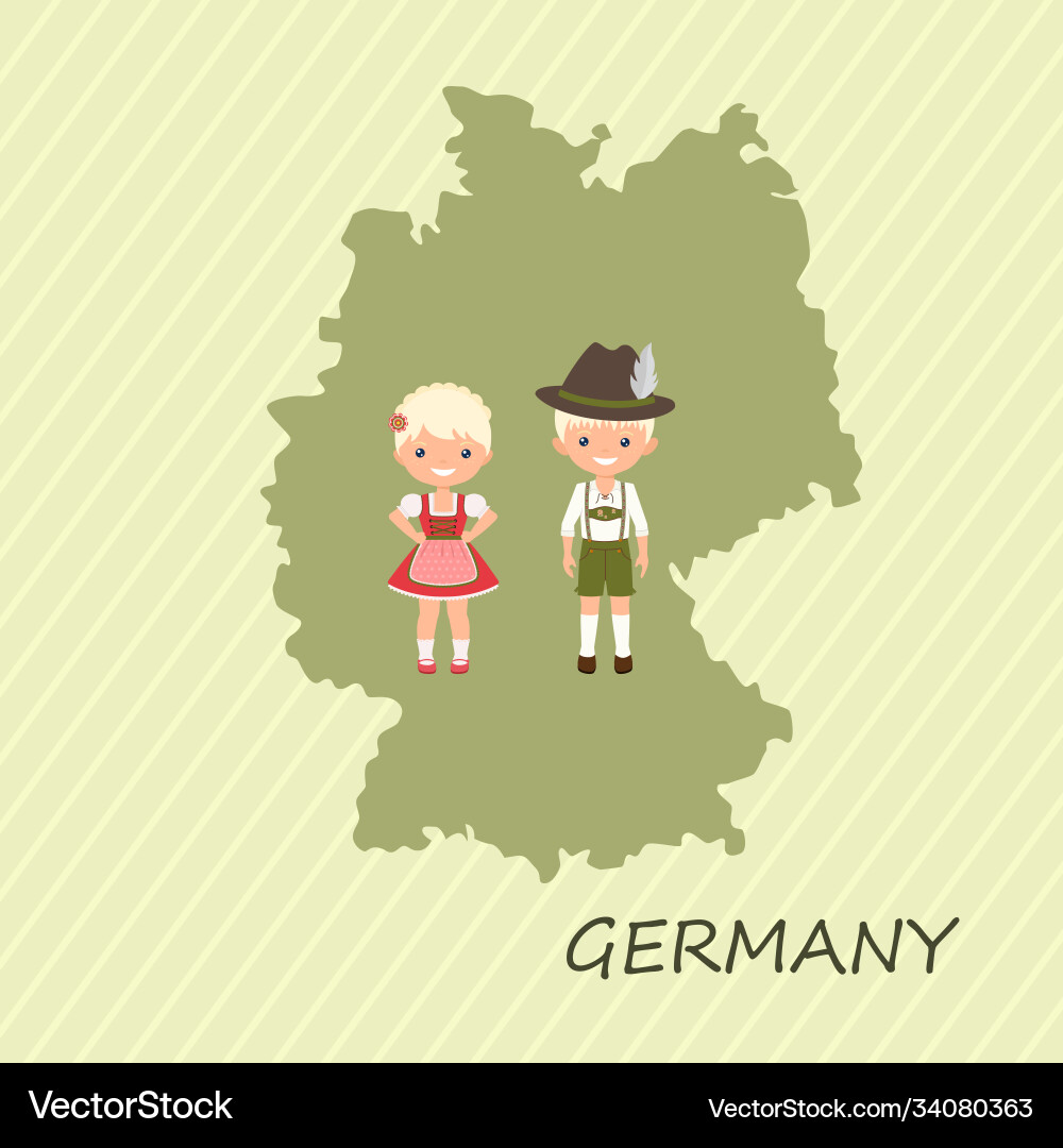 Germany map print with people in national Vector Image