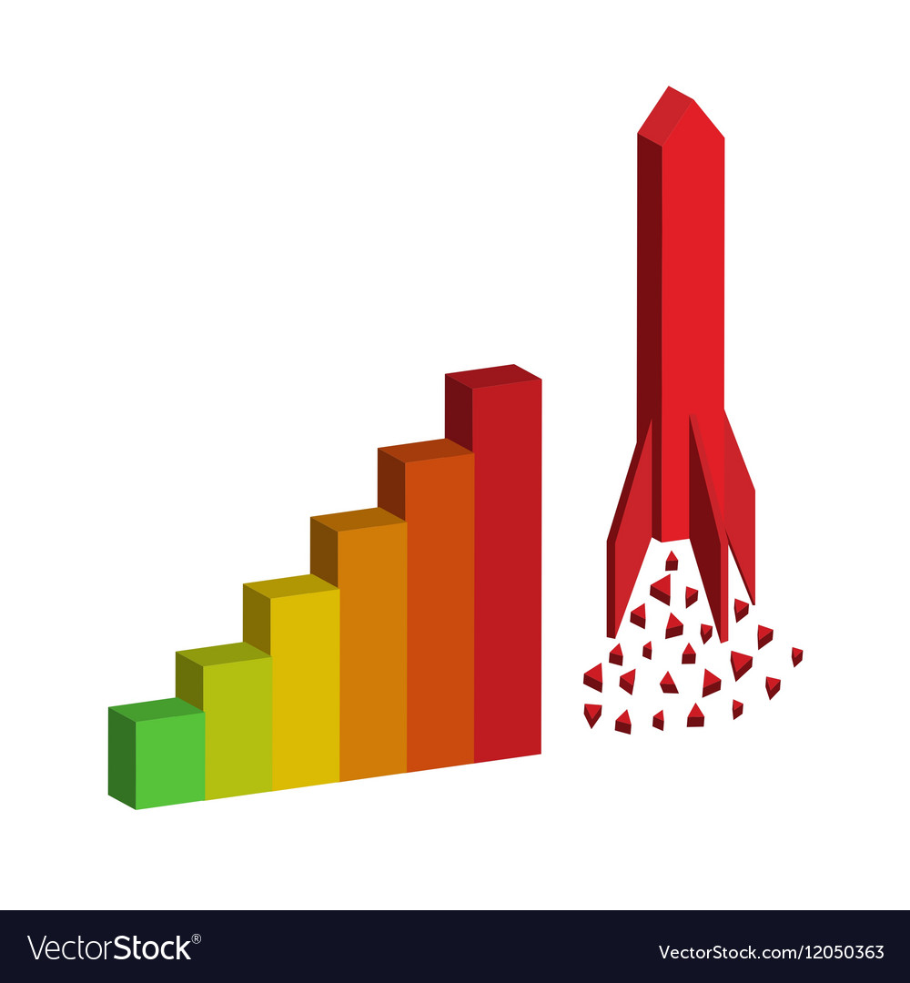 Graph with rocket Royalty Free Vector Image - VectorStock