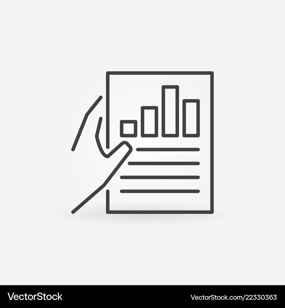 Hand holding business report icon in thin Vector Image